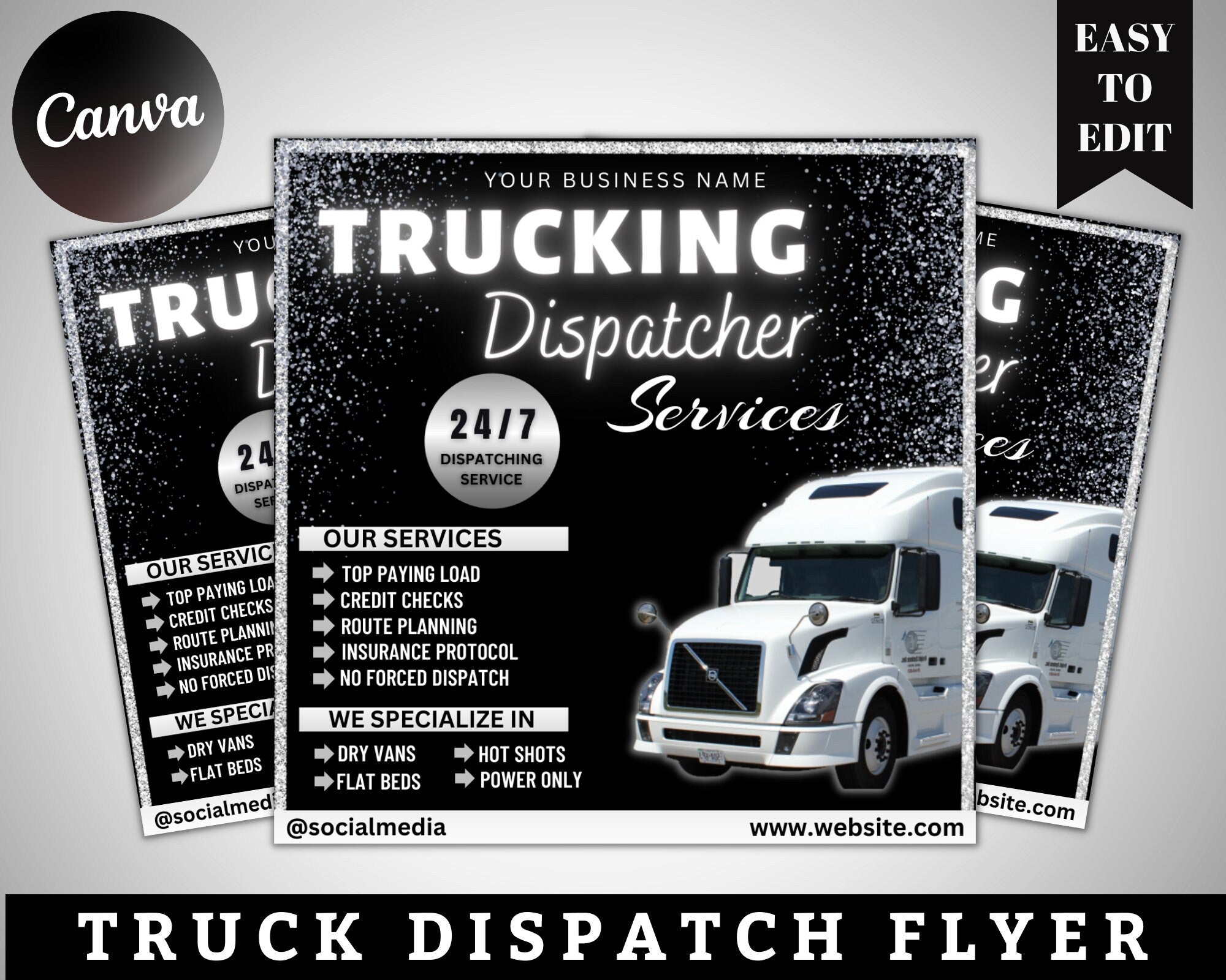 Truck Dispatcher Flyer, DIY Flyer Template, Trucking Services Flyer, L